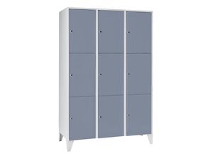 4250618249087 - Schließfachschrank 3 Abteile 9 Fächer Breite 1200 mm silbergrau