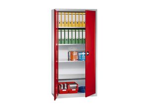 4061753008855 - eurokraft pro Flügeltürschrank aus Stahlblech HxBxT 1950 x 950 x 500 mm 4 Fachböden lichtgrau RAL 7035   verkehrsrot RAL 3020