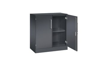 4062084798637 - Flügeltürenschrank ASISTO Höhe 897 mm Breite 800 mm 1 Fachboden schwarzgrau schwarzgrau