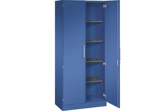 4059369555344 - Flügeltürenschrank ASISTO Höhe 1980 mm Breite 800 mm 4 Fachböden enzianblau enzianblau