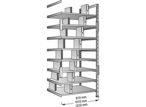 4260035210713 - Ordner- und Archiv-Steckregal verzinkt Höhe 3000 mm doppelseitig Boden-BxT 800 x 600 mm Anbaufeld