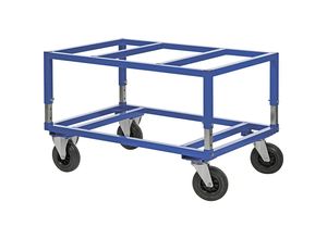 7350050358044 - Palettenwagen KM222-BB 800x1200x655mm (BxLxH) bis 800kg belastbar 2 Bockrollen 2 Lenkrollen mit Bremse blau 7350050358044 K