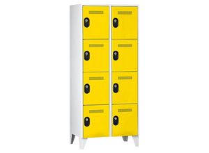 4250618246376 - Schließfachschrank Fachhöhe 450 mm HxBxT 1850 x 800 x 500 mm Abteilbreite 400 mm Korpus-   Türfarbe Lichtgrau   Zinkgelb