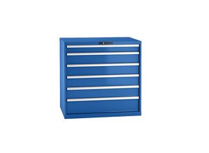 7612269043617 - LISTA Schubladenschrank Stahlblech HxB 1000 x 1023 mm 6 Schubladen Tragkraft 75 kg enzianblau