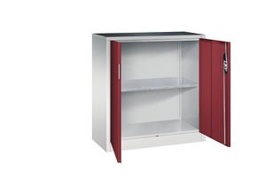 4064615134525 - Werkstatt-Beistellschrank mit Flügeltüren Breite x Tiefe 930 x 400 mm lichtgrau   rubinrot