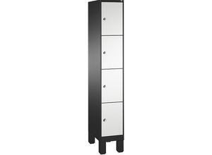 4056211568194 - EVOLO Fächerschrank mit Füßen 1 Abteil 4 Fächer Abteilbreite 300 mm schwarzgrau   lichtgrau