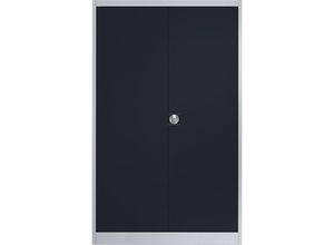 4250633302828 - mauser Stahlschrank mit Flügeltüren 4 Fachböden Breite 1200 mm weißaluminium   anthrazitgrau Außentiefe 600 mm