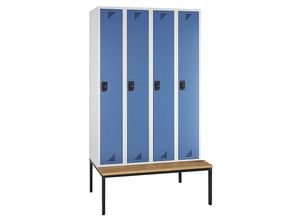 4061753010551 - eurokraft pro Mehrzweck- und Garderobenschrank mit Sitzbank 4 Abteile Breite 1200 mm Türen brillantblau