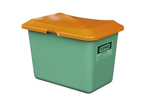 4052886333891 - Cemo - Streugutbehälter 200 l Außenmaß BxTxH 890x600x640 mm ohne Entnahmeöffnung u Staplersockel Korpus grün Deckel orange