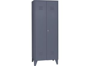 4250618227702 - Stahlschrank Geräteschrank mit Stollenfüßen blaugrau RAL 7031