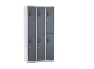 4061753003713 - eurokraft basic Garderobenschrank halbhohe Fächer halbhohe Fächer B 900 mm 6 Fächer lichtgrau   basaltgrau