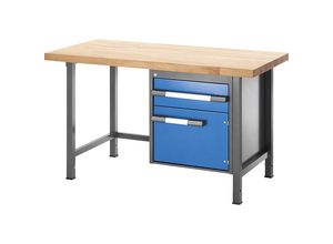 4061753031983 - eurokraft pro Höhenverstellbare Werkbank Gestellbauweise 1 Schublade 1 Flügeltür Breite 750 mm anthrazit   blau