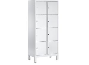 4025314323078 - EVOLO Garderobenschrank mit Kunststoff-Füßen 8 Fächer Abteilbreite 400 mm lichtgrau