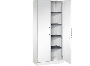 4025314182712 - Flügeltürenschrank ASISTO Höhe 1980 mm Breite 800 mm 4 Fachböden verkehrsweiß verkehrsweiß