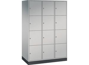 4025314702897 - INTRO Stahl-Schließfachschrank Fachhöhe 435 mm BxT 1220 x 600 mm 12 Fächer Korpus weißaluminium Türen weißaluminium