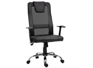 4250871264919 - Bürostuhl Drehstuhl höhenverstellbar Chefsessel Schreibtischstuhl ergonomisch pu schwarz 66 x 73 x 108-118 cm - Schwarz - Vinsetto