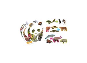 4897049302105 - - 12x Tierform Puzzle Set - Puzzel Tierschutz Tiger Elefant Nashorn Pinguin