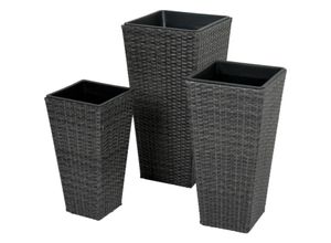 4041908099747 - 3er Set Rattan Pflanzschale Blumentopf Pflanzschale Übertopf Kübel Blumenkübel