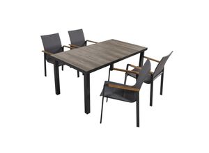 4041908125354 - 5-tlg Alu Tischgruppe RANA Set Garten Sitzgruppe Outdoor Grau Metall Kunststoff