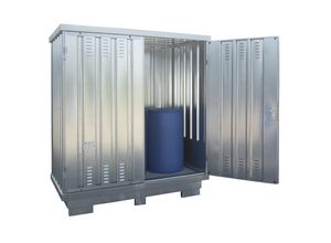 4260139974993 - Umweltcontainer verzinkt aktive Lagerung für entzündbare Flüssigkeiten Auffangvolumen 300 l BxTxH 2075x1075x2385 mm