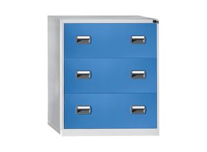 4061753005885 - eurokraft basic Hängeregistraturschrank 2-bahnig 3 Schübe lichtgrau   lichtblau