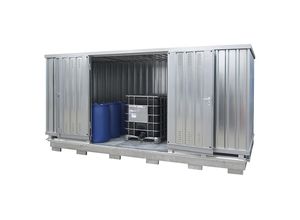 4260139973392 - Umweltcontainer verzinkt passive Lagerung für entzündbare Flüssigkeiten Auffangvolumen 1300 l BxTxH 5075x2075x2570 mm