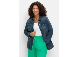 4063137030544 - Große Größen Jeansjacke in taillierter Form mit Brusttaschen blue Denim Gr50