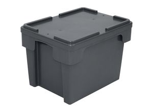 4030144703686 - Drehstapelbehälter aus HDPE Volumen 23 l Wände und Boden geschlossen grau