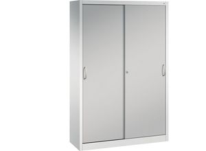 4057706965405 - C+P Schiebetürenschrank Acurado H1950xB1200xT400mm Korpus Lichtgrau Fronten Weißaluminium Anzahl Fächer 4