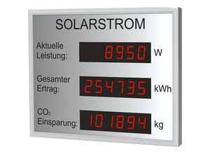 4030275006458 - LED-Photovoltaik-Anzeige HxBxT 400 x 500 x 39 mm silber eloxiert