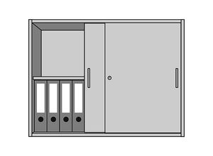 4061753047113 - eurokraft pro STATUS - Aufsatzschrank 1 Fachboden Schiebetüren alusilber   Buche-Dekor