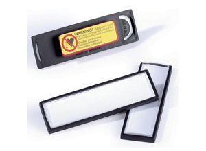 4005546889061 - - Identificador portanombre pvc antiarañazos con iman y efecto lupa color negro 67x17 mm (pack de 25 uds)