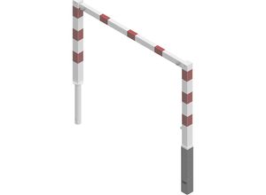 4250384705848 - Wegesperre schwenkbar mit Oberholm weiß mit roten Reflexstreifen Breite 1500 mm Schake