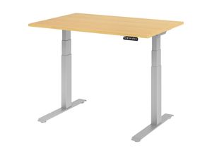 4032062182536 - Sitz-Steh-Schreibtisch Basic VXDKB12 6 S elektrisch höhenverstellbar 64-129cm (H) 120x80cm (BxT) rechteckig buche   silber 