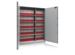 5901468313198 - Feuergeschützter Stahlschrank Sicherheitsstufe S1 BxTxH 1500x550x1950 mm Volumen 1180 l Trennwand 2x4 Böden 2-türig ral 7035 lichtgrau