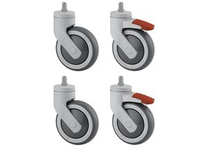 4031582432213 - TENTE Kunststoffrolle Set-Angebot 2 Lenkrollen mit Doppelstopp und 2 Lenkrollen Gewindestift Rad-Ø x Breite 75 x 25 mm