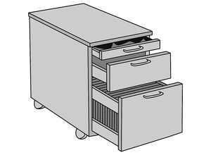 4061753046987 - eurokraft pro STATUS - Rollcontainer Utensilienschub 1 Materialschub 1 Hängeregistratur lichtgrau