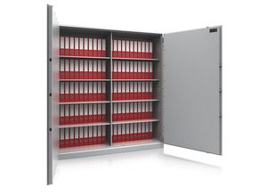 5901468313204 - Feuergeschützter Stahlschrank Sicherheitsstufe S1 BxTxH 1830x550x1950 mm Volumen 1450 l Trennwand 2x4 Böden 2-türig ral 7035 lichtgrau