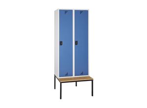 4061753010469 - eurokraft pro Mehrzweck- und Garderobenschrank mit Sitzbank 2 Abteile Breite 800 mm Türen brillantblau