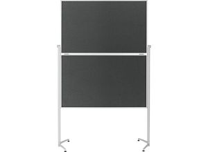 4013695051451 - Moderationstafel 1151301 120x150cm Filz + Filz (beidseitig) pinnbar klappbar mit Rollen grau + grau