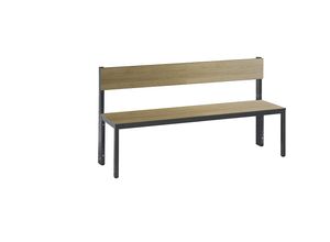 4063332799765 - Sitzbank Basic Plus 1-seitig Rückenlehne ohne Schuhrost 4-Fußgestell schwarzgrau RAL 7021 B 1500 mm Dekor Eiche Ser