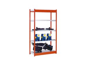 4250623734530 - Stabil-Steckregal einseitig Regalhöhe 2000 mm orange verzinkt Bodenbreite 1025 mm Grundregal Breite x Tiefe 1025 x 600 mm