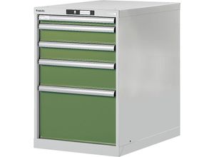 7612269030839 - LISTA Werkbank-Baukastensystem Unterbauschrank Höhe 800 mm 5 Schubladen resedagrün