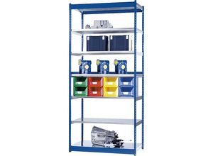 4250623732307 - Stabil-Steckregal einseitig Regalhöhe 3000 mm blau verzinkt Bodenbreite 1325 mm Grundregal Breite x Tiefe 1325 x 400 mm hofe