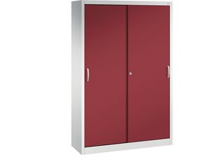 4063332001653 - ACURADO Schiebetürenschrank 3 Fachböden 2 Schließfächer HxBxT 1950 x 1200 x 400 mm lichtgrau   rubinrot