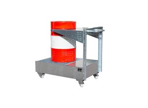 4052462067462 - Fahrbare Auffangwanne mit Lochplattenkonsole für 1 x 200-l-Fass LxBxH 1450 x 800 x 1195 mm feuerverzinkt ab 5 Stk kaiserkraft