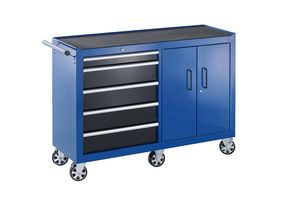 4061753280282 - Werkstattwagen HxBxT 990 x 1324 x 458 mm 5 Schubladen 1 Doppeltür blau