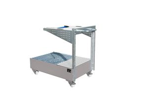 4052462067455 - Fahrbare Auffangwanne mit Lochplattenkonsole für 1 x 200-l-Fass LxBxH 1450 x 800 x 1195 mm lackiert mausgrau ab 5 Stk kaiserkraft