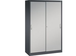 4063332002933 - C+P Schiebetürenschrank Acurado H1950xB1200xT500mm Korpus Schwarzgrau Fronten Weißaluminium Anzahl Fächer 3