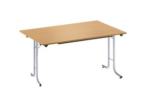 3700245508329 - Klapptisch mit abgerundeten Kanten Rundrohr-Gestell Plattenform rechteckig 1200 x 700 mm Gestell alufarben Platte Buche-Dekor kaiserkraft